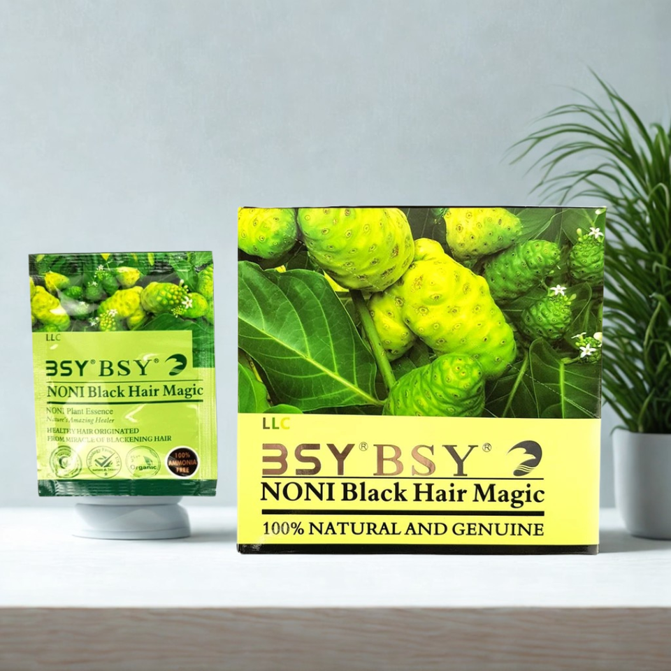 2 X BSY Noni Black Hair Magic Dye Shampoo 100% Plant Essence 20ml X 20 ...