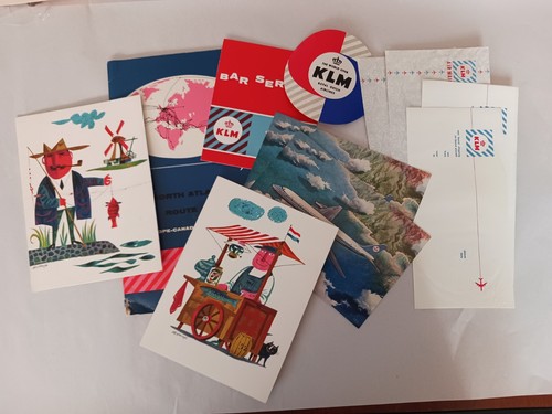 KLM Royal Dutch Airlines Postcards, Papers, Menus, Route Map 60's-80's ...