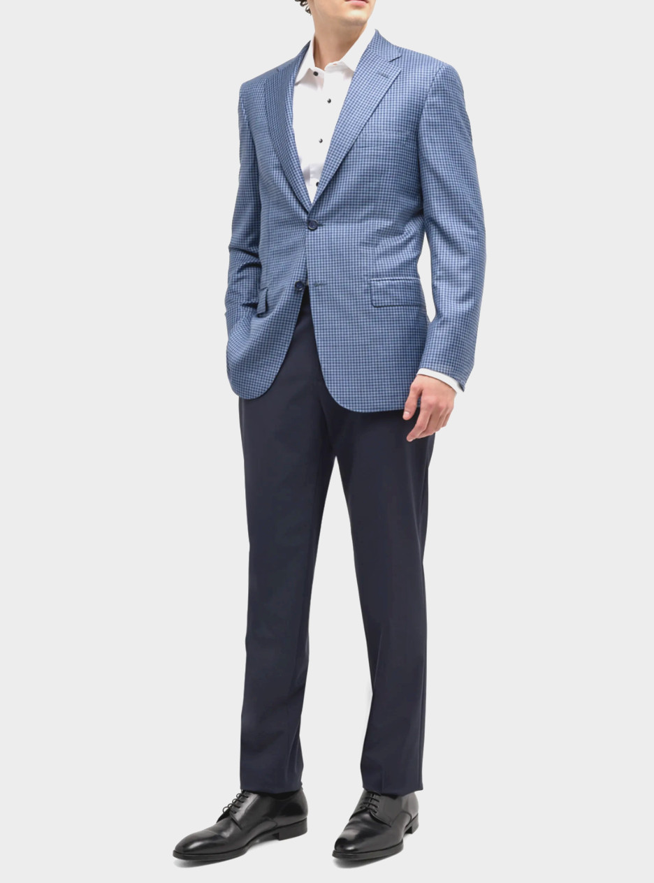 2023 AUSTIN REED Blue Gingham Gun Check Sport Coat Su… - Gem