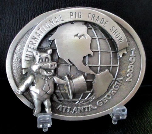 1982 International Pig Trade Show Atlant GA Pewter Belt Buckle Pork ...