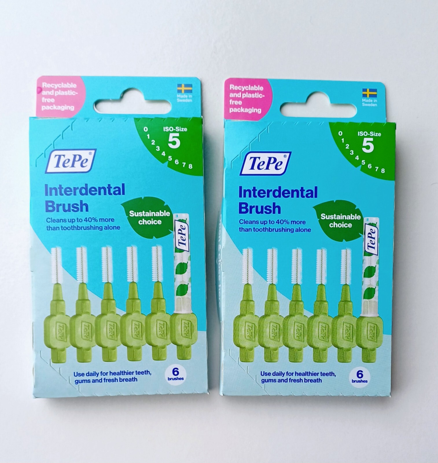2X Tepe Green Interdental 6 Packs( 12 Brushes) Size 5 ,0.8mm Floss ...