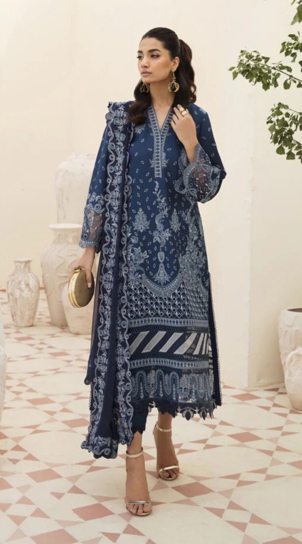 Pakistani Designer Afrozeh Chicken Kari Dress - Gem