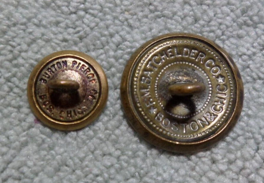 2 CONDUCTOR Railroad Railway Antique Uniform Buttons Burton Pierce Bos ...