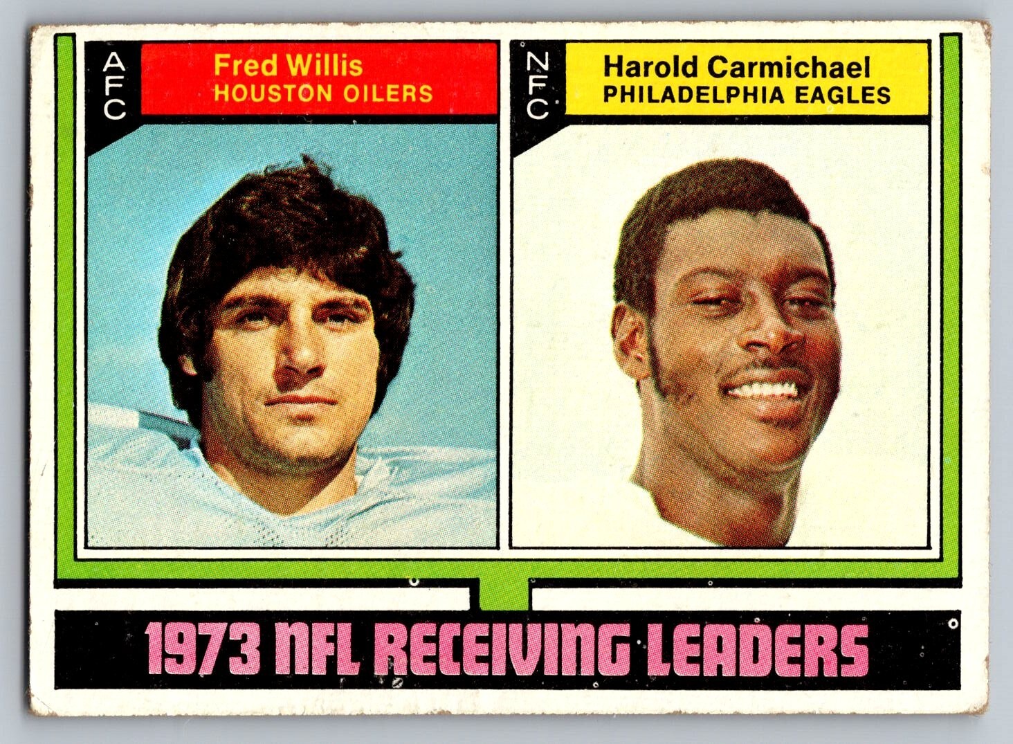 1974 Topps Fred Willis Harold Carmichael #330 Houston Oilers ...