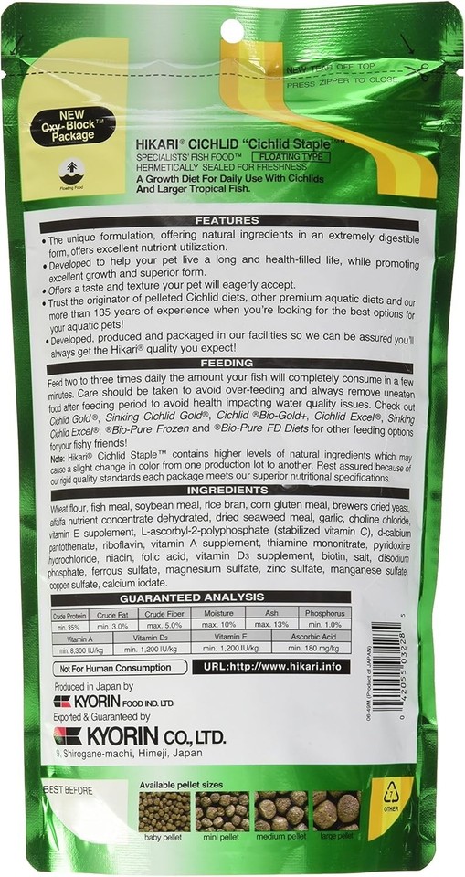 Floating Pet Fish Food – 8.8-Ounce Cichlid Pellets for Comprehensive ...