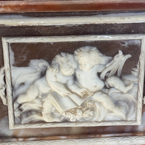 VTG 1970s Genuine Incolay Stone Jewelry Box Cherubs Marbled Red Pink ...