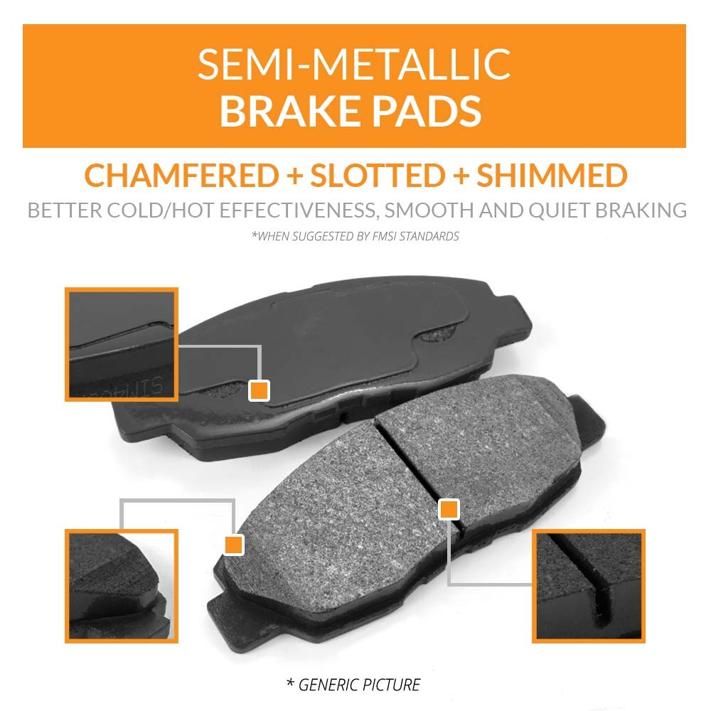 Coated Disc Brake Rotors & Semi-Metallic Pad Front Kit For Hyundai ...