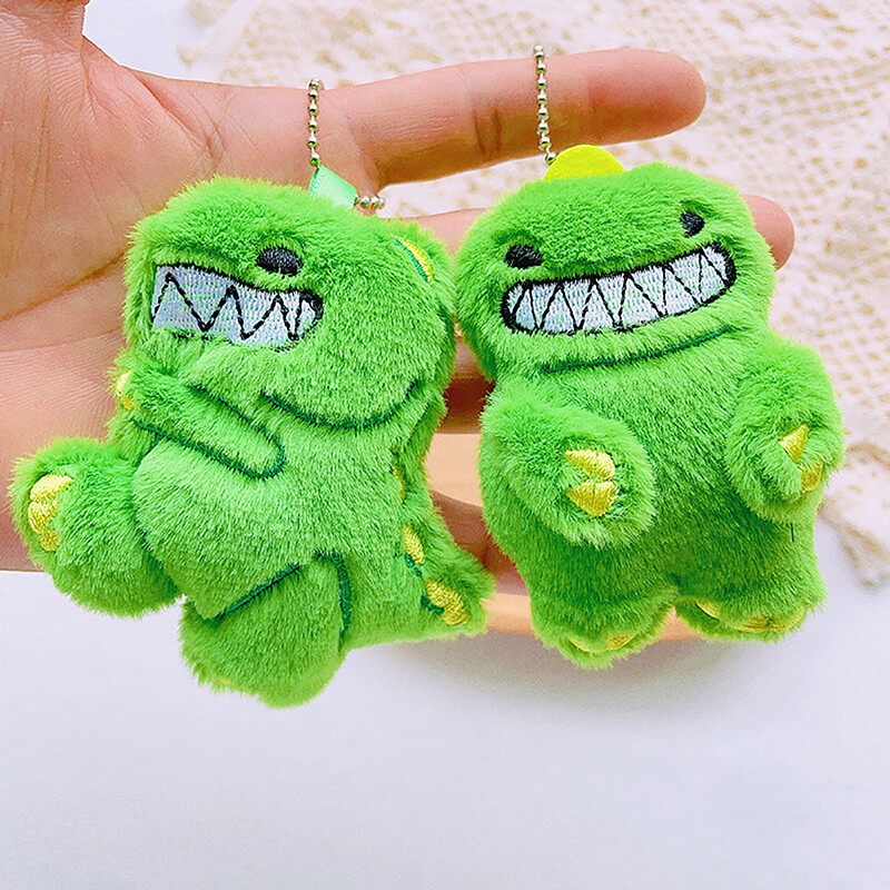 Mini Dinosaur Pendant Keychains Cute Animal Plush Stuffed Toy Keyrings ...