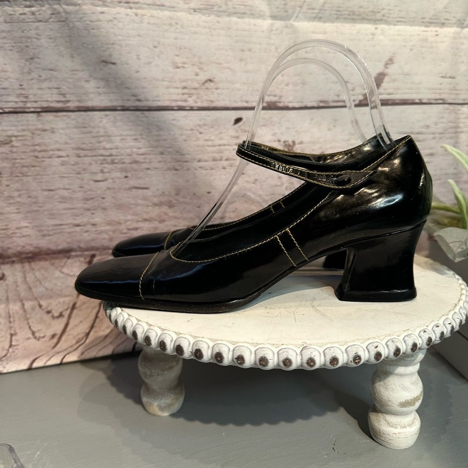 Authentic Prada Mary Jane Heel Patent Leather Black S… - Gem