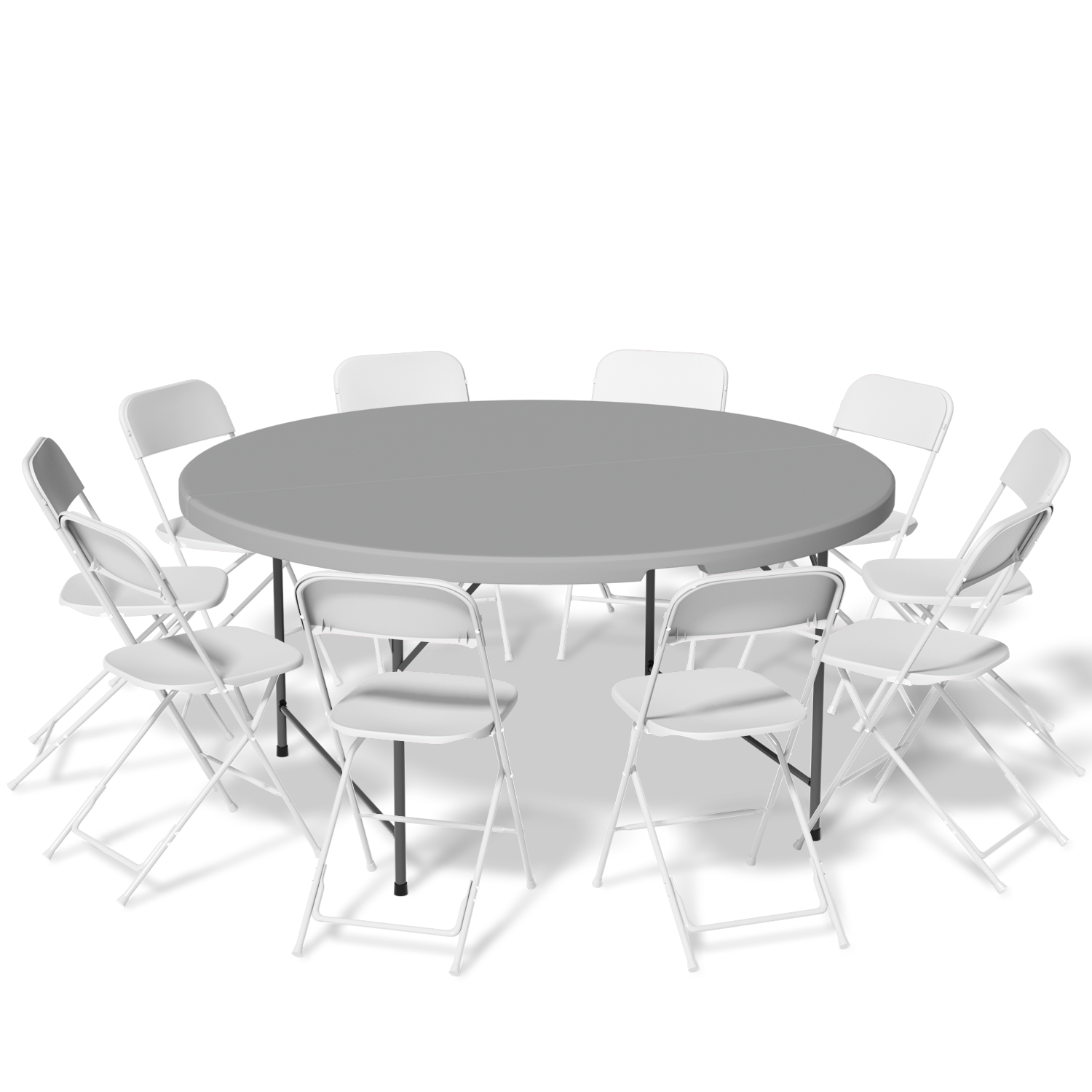 [10 PACK FOLDING CHAIR+DINING ROUND TABLE SET]Party Commercial Event ...