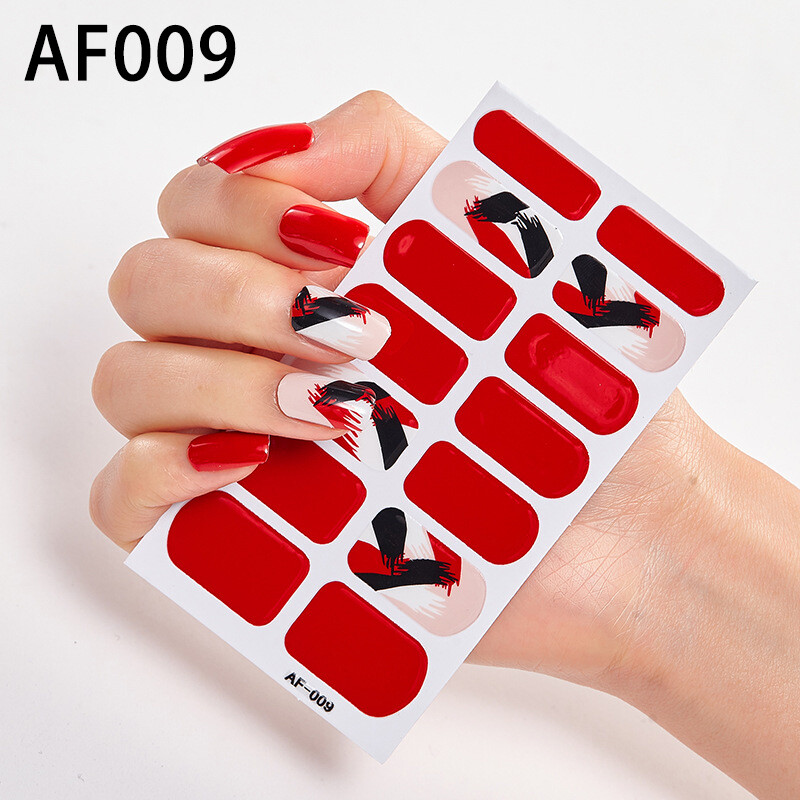 14pcs Women Nail Sticker Decals Nail Tips Full Cover Self-Adhesive Art ...
