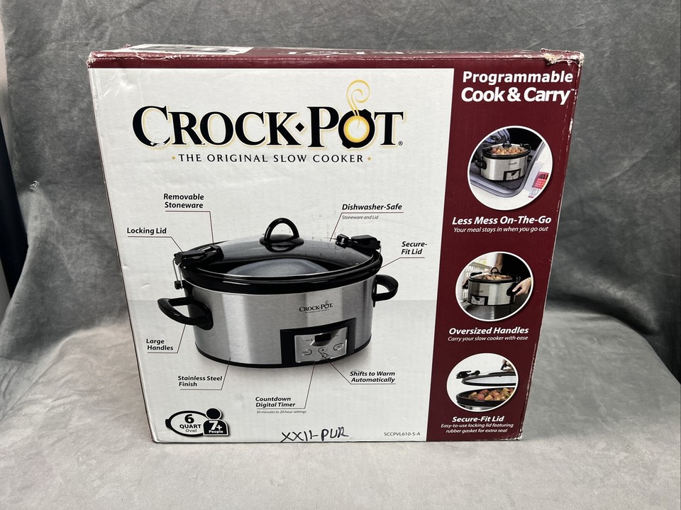Crock-Pot (SCCPVL610-S-A) 6 Quart Cook & Carry Programmable Slow Cooker ...