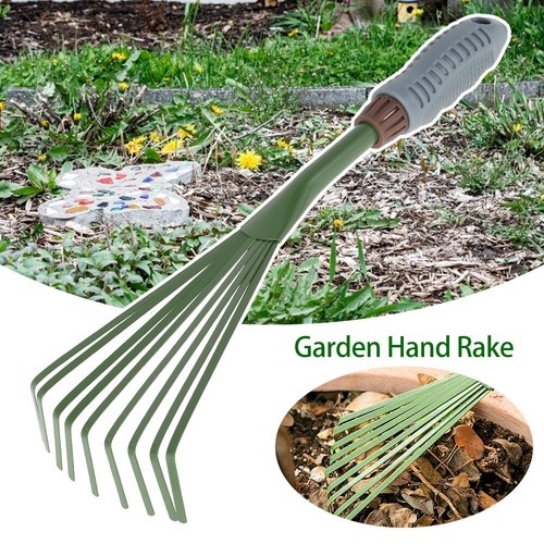 9 Teeth Garden Rake 15.5" Grass Rake Hand Rake Leaf Broom Home Cleaning ...