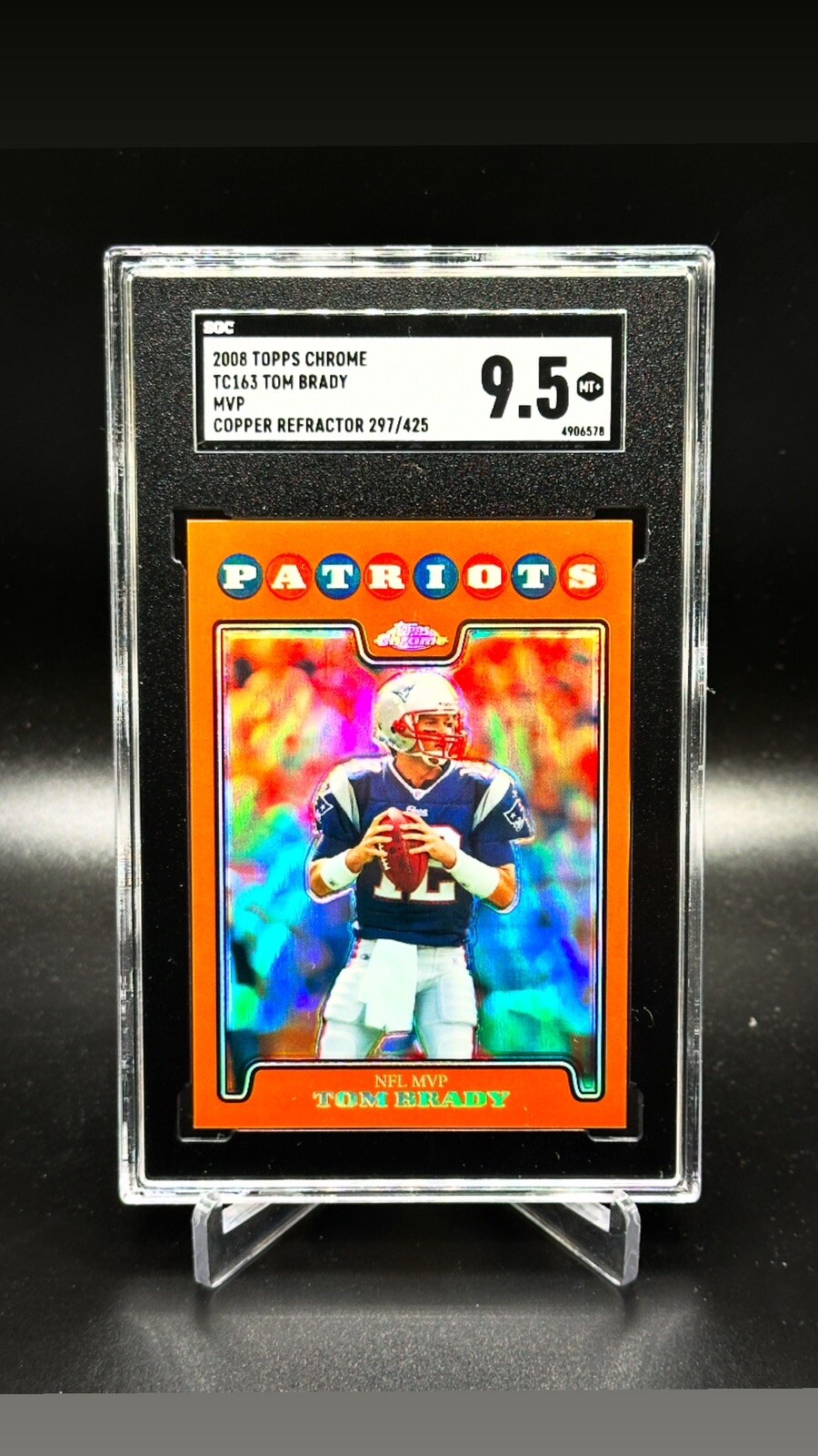 TOM BRADY 2008 Topps Chrome #TC3 Copper Refractor /425 SGC 9.5 POP 3 ...