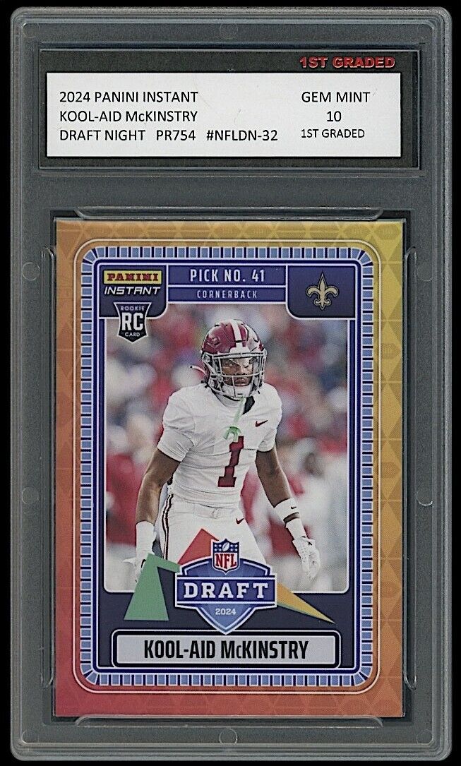Kool Aid Mckinstry 2024 Panini Instant Draft Night 1st Graded 10 Rookie