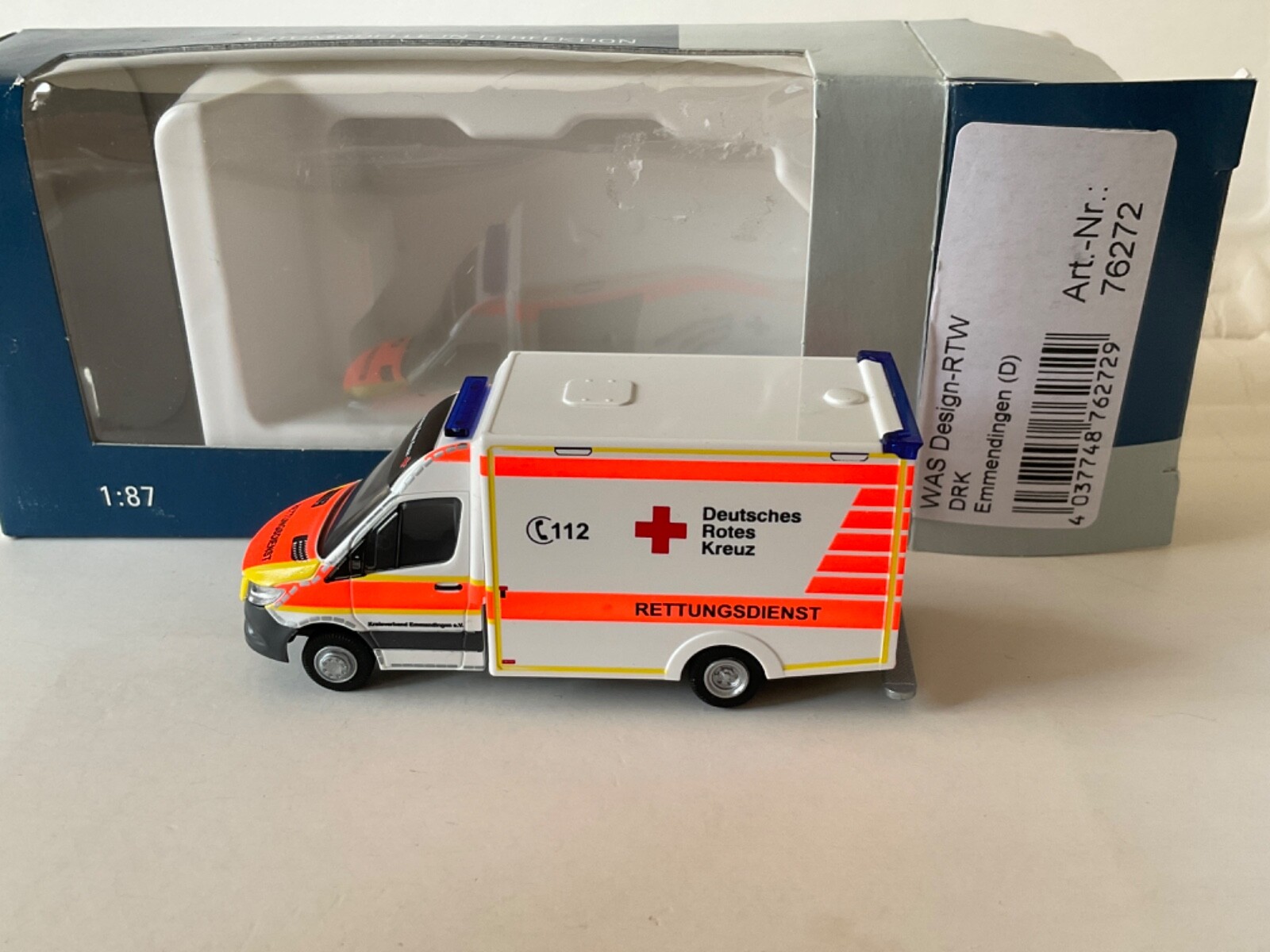 Rietze 76272 MB Sprinter ´18 WAS Design RTW DRK Emmendingen 1:87 in OVP ...
