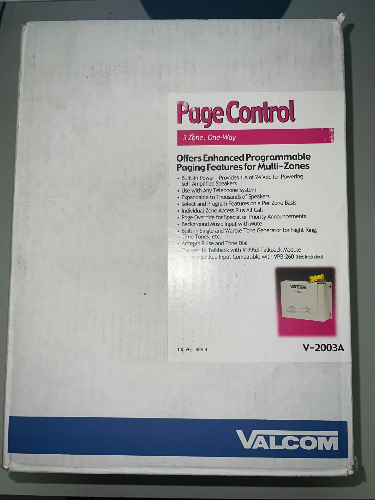 V-2003a Valcom Page Control 3 Zone 1way 0799111001227 for sale online ...