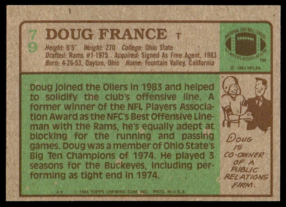 1984 Topps Doug France Houston Oilers #79 | eBay
