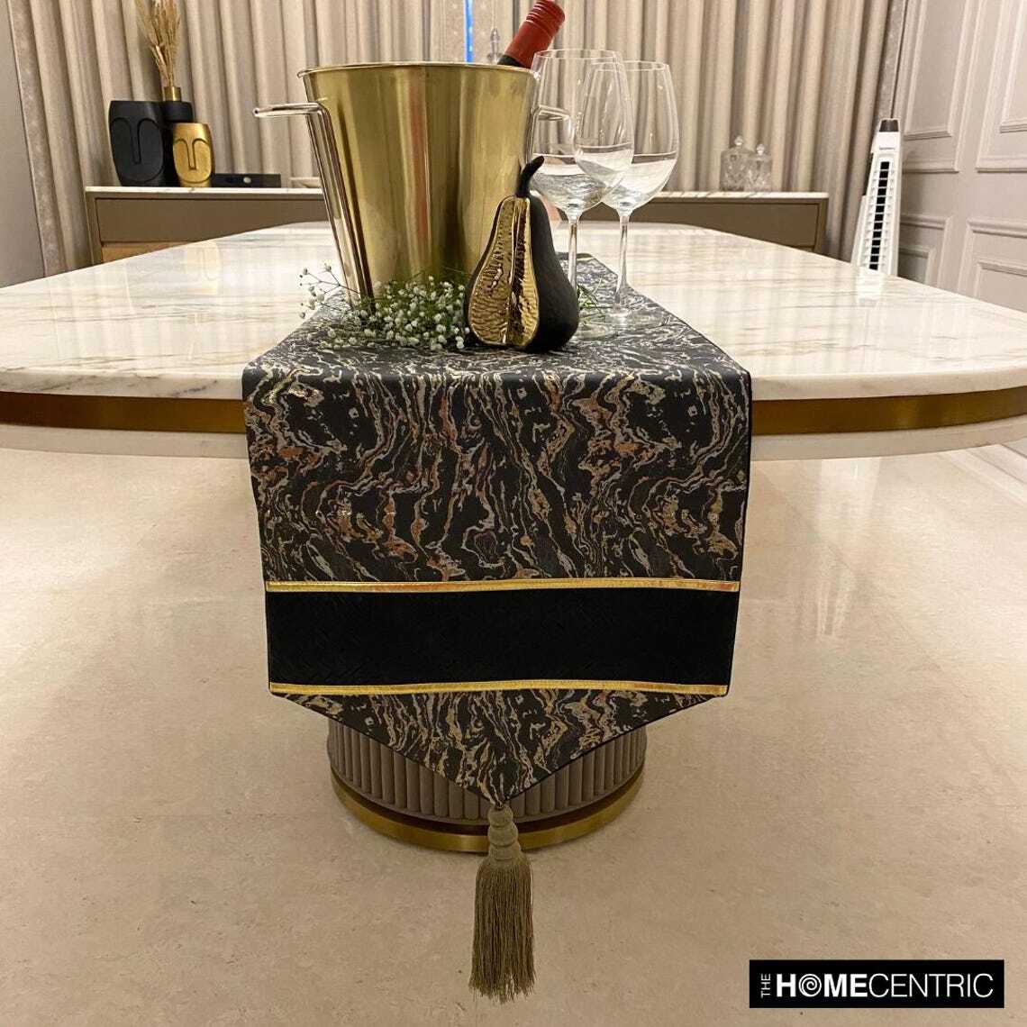 Decorative Table Runner Black Leather Wedding Décor Table Décor ...