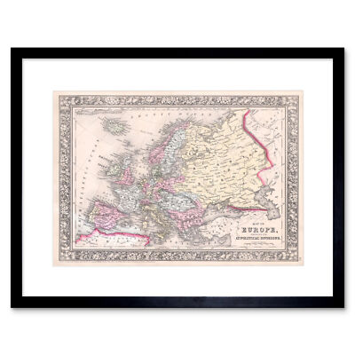 Map 1864 Mitchell Europe Vintage Framed Print 12x16 Inch | eBay