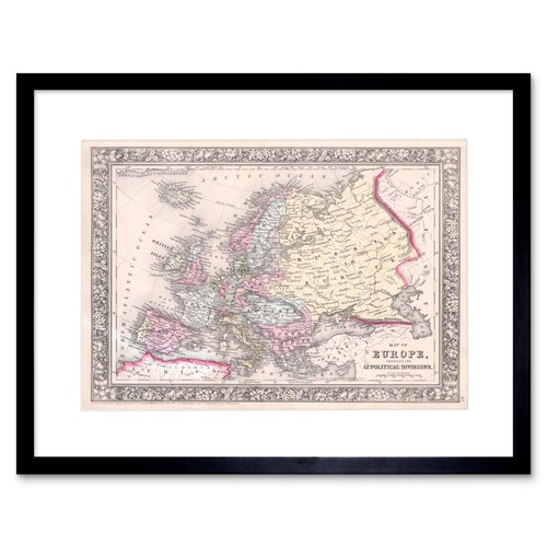 Map 1864 Mitchell Europe Vintage Framed Print 12x16 Inch | eBay