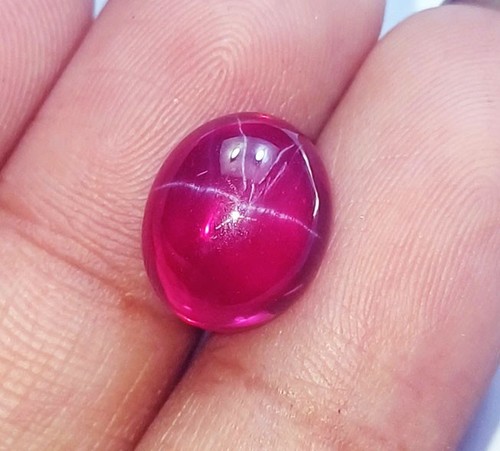 Natural Red Star Ruby 5 Rays 7.40 Ct Oval Shape Loose Gemstone With ...