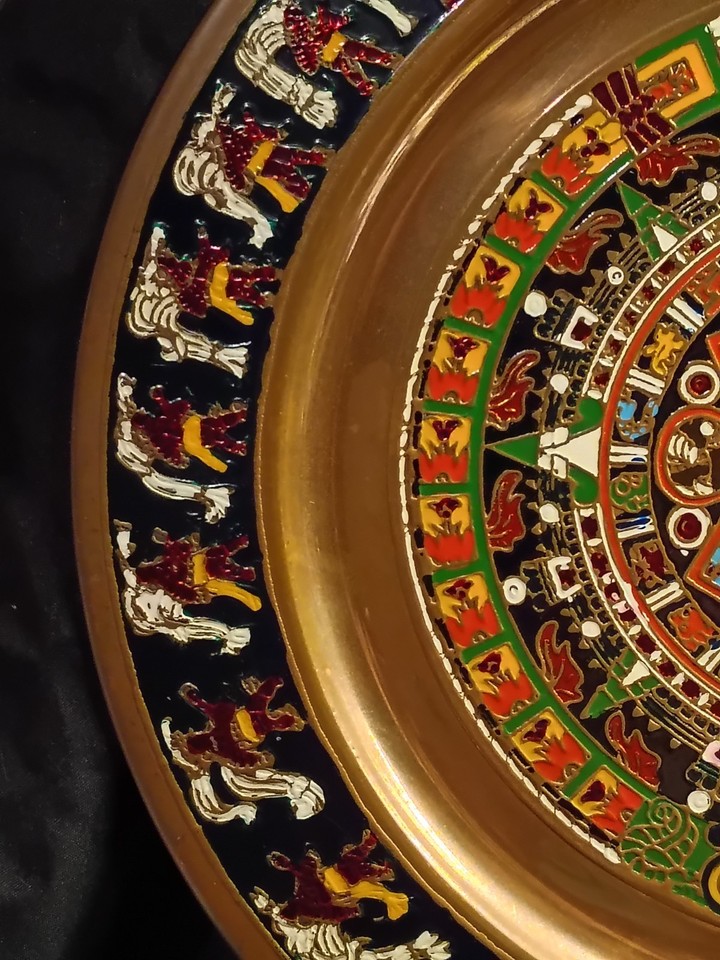 11" Aztec Calendar - Hammered Copper-Colorful Inlay-Wall Hanging- Made ...