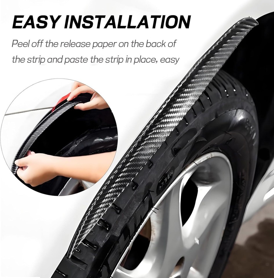 2Pcs Car Carbon Fiber Wheel Eyebrow Arch Trim Lips Fender Flares ...