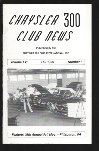 Chrysler 300 Club News Vol. 16 #1 1989-Photos-show cars-for sale ads ...