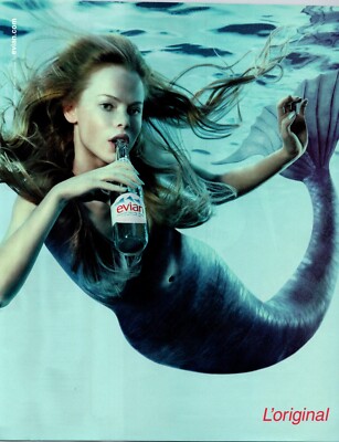 Evian Water-Mermaid Drinking Evian-L'Original-Print Ad 2000 | eBay