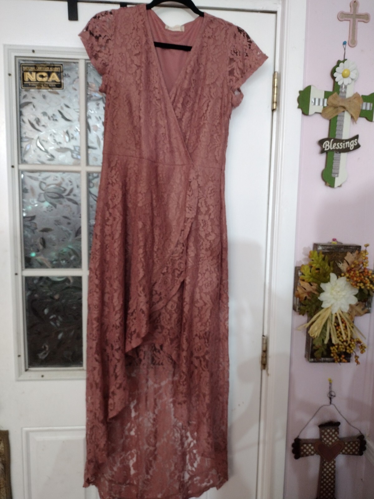 Altard State Large Artiz High-Low Lace Dress Pink Rose Mauve Fairycore ...