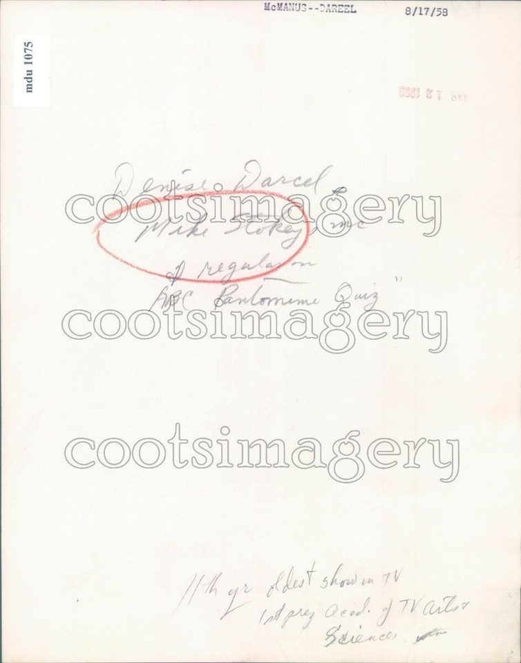 1958 Press Photo Mike Stokey Denise Darcel Pantomime Quiz 1950s TV | eBay