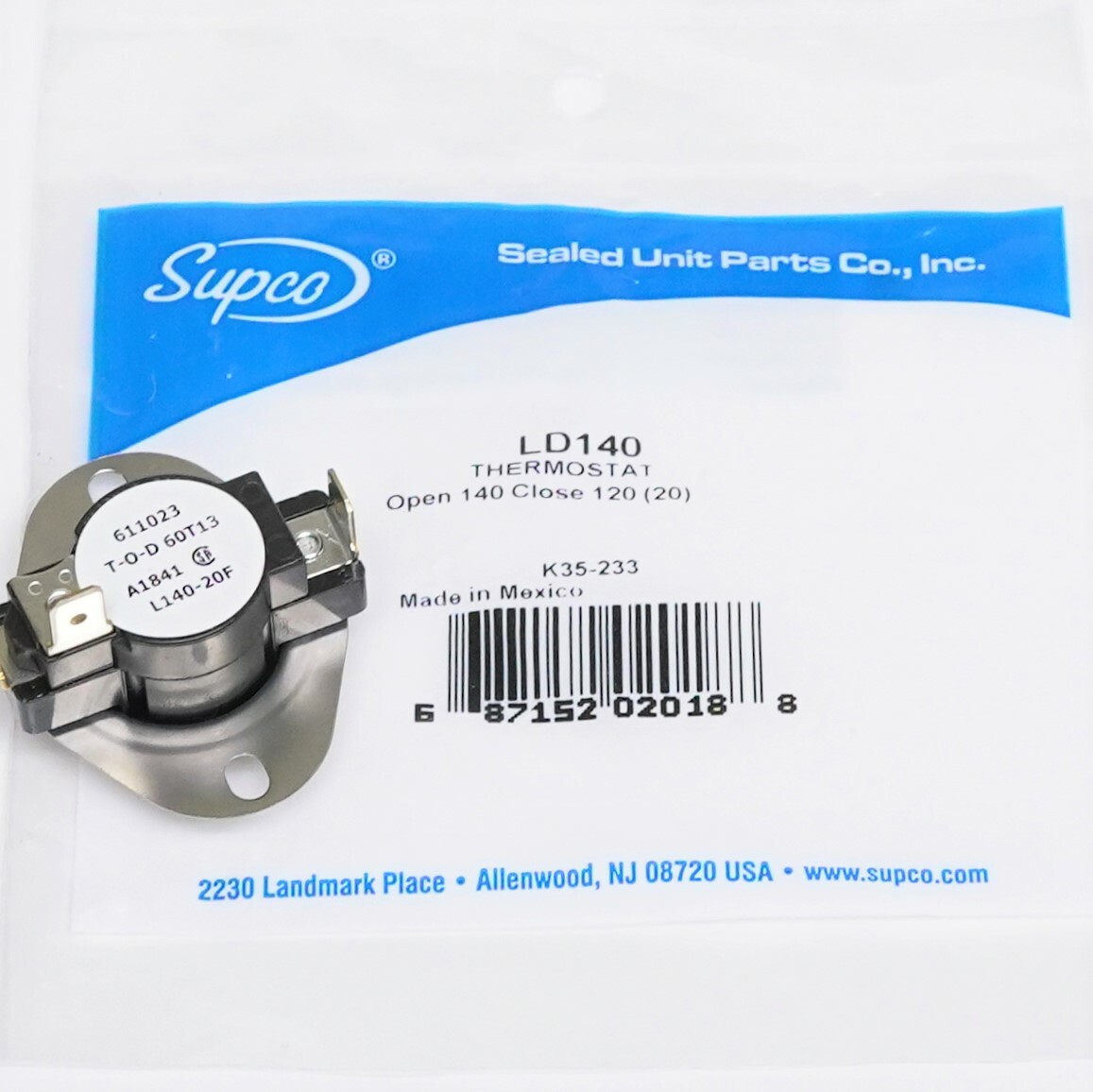 SUPCO LD120 SPDT Limit Control Thermostat L120-15f 60t13 611000 for ...