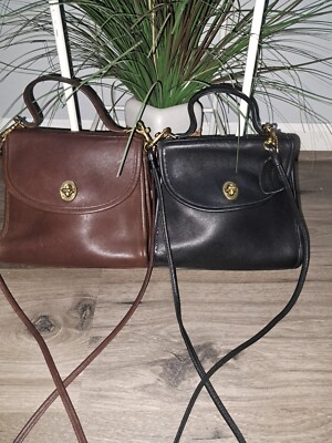 Lot Of 2 Vintage COACH REGINA Black Leather Crossbody Bag Handbag Purse ...