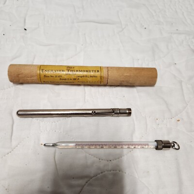 VINTAGE TAYLOR INSTRUMENTS TYCOS CASED ENGRAVED STEM 5.5in. THERMOMETER ...