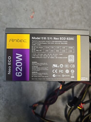 ANTEC NEO ECO 620W ATX POWER SUPPLY CONTINUOUS 620C 80 PLUS CERTIFIED ...
