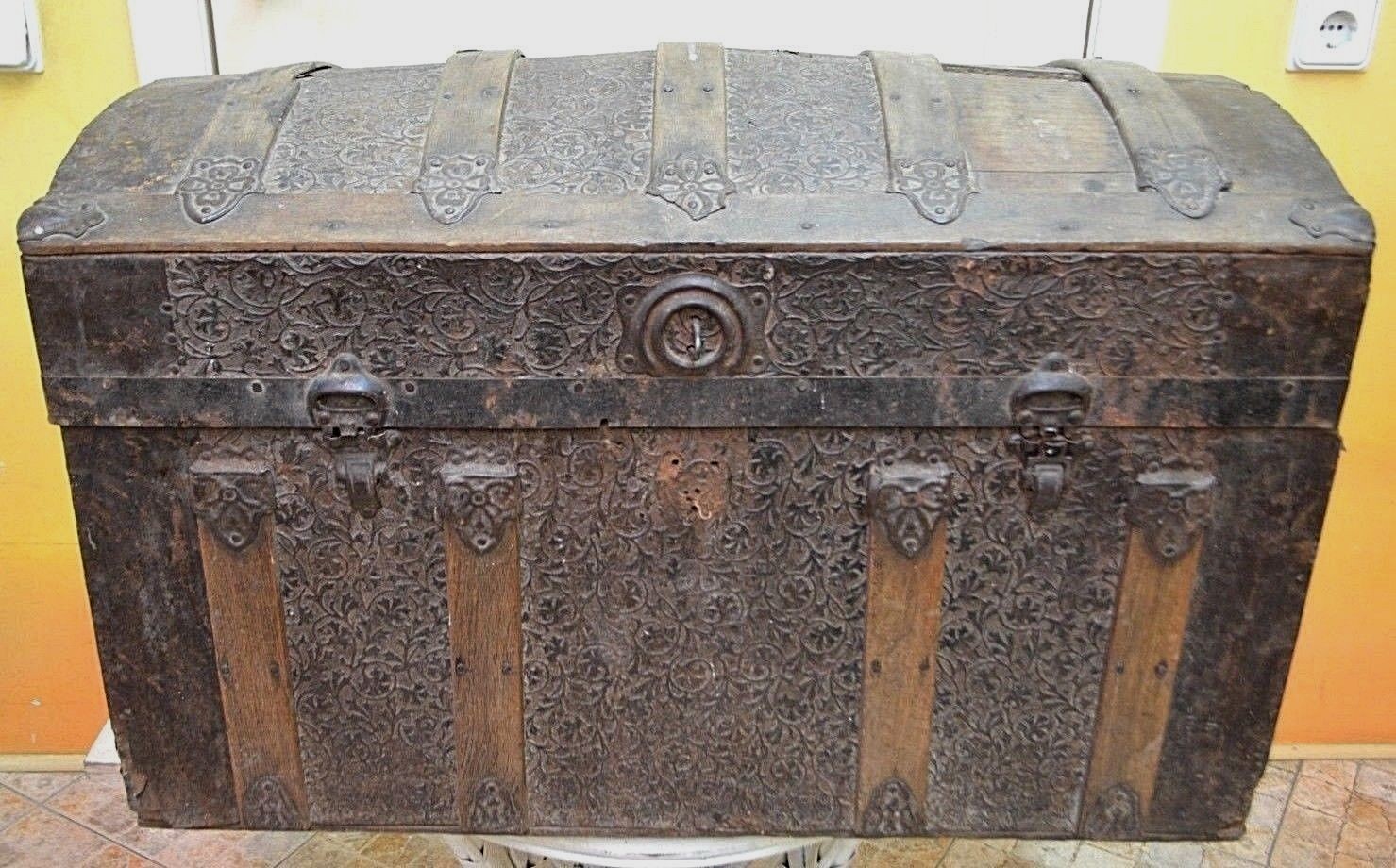 Antique chest. 18-19 century. Wood, chasing. Very big | eBay