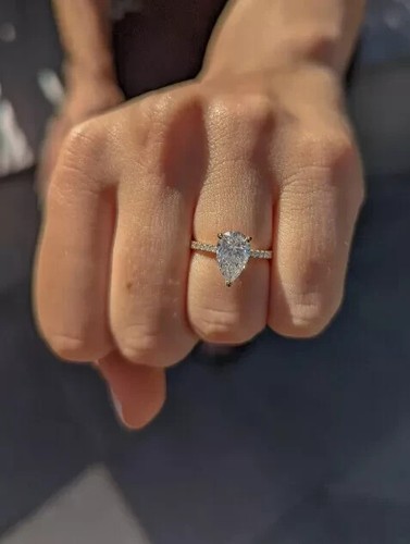 GDGL Certified Natural GH/SI Diamond Engagement 14k Gold Ring Pear Cut ...