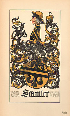 1880 Armorial Famiglia Crest Stampa ~ Stamler Aus Altkirch ~ Basel | eBay