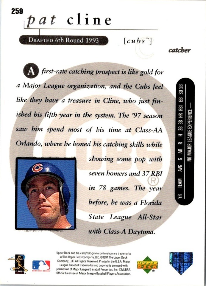 1998 Upper Deck Pat Cline #259 Chicago Cubs Baseball Card | eBay