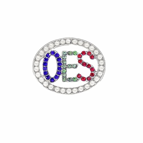 Metal Pearl Diamond Inlay Social Letters OES Brooch Associate Order Of ...