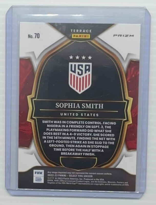 2022-23 Select FIFA Sophia Smith Terrace Red Wave Prizm Parallel #70 ...