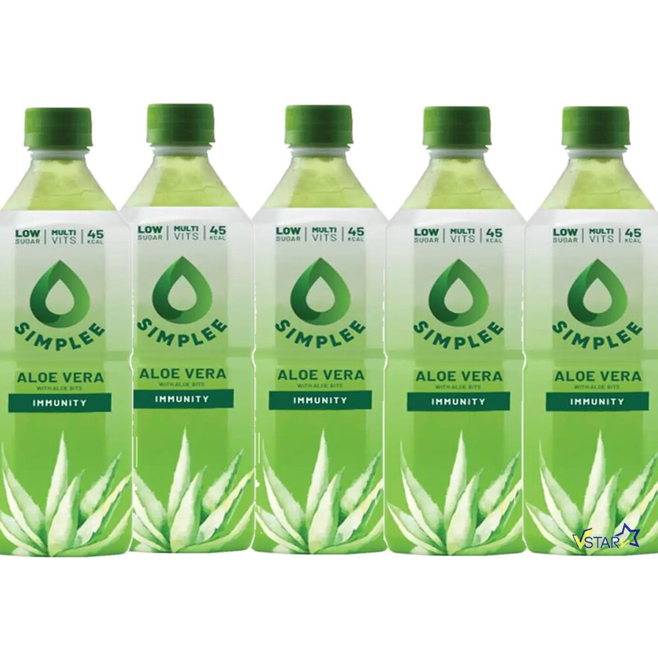 Simplee Aloe Vera Drink With Bits 500ml Bottle Low Sugar Vegan ...