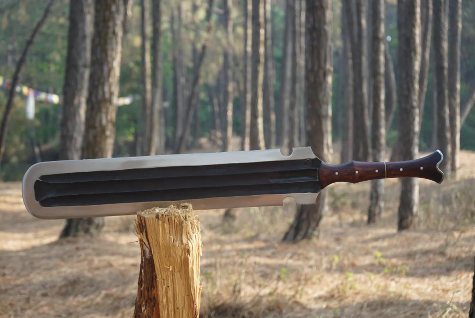 Hand Forged Flat Black Big Blade Sword, Fixed Blade Sword, Hunting ...