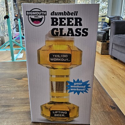 BigMouth Inc 24 oz Dumbbell Beer Glass Yes I Do Workout Lifting Beer ...