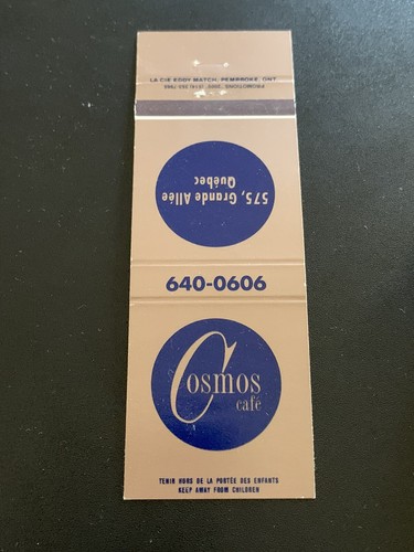 Vintage Canada Matchbook: “Cosmos Cafe” Quebec | eBay