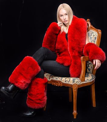Premium Pure Red Fox Fur Handmade Stole Boa Shawl Scarf Legs Arms ...