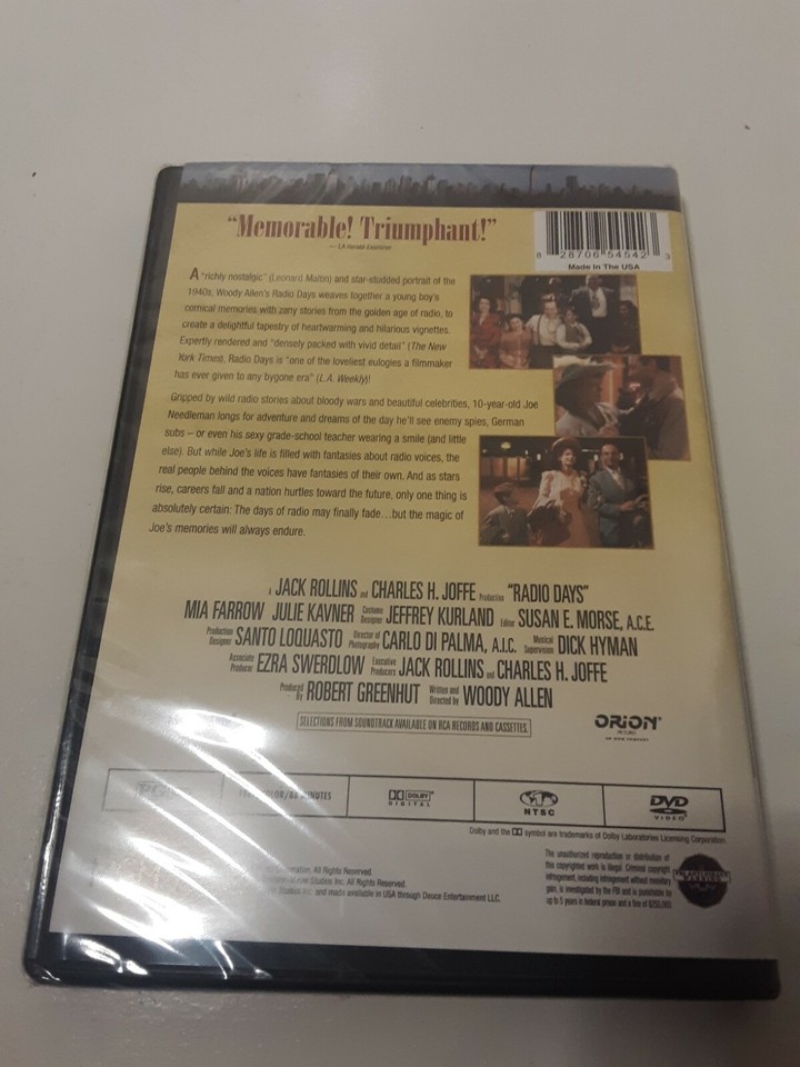 Radio Days DVD Mia Farrow Woody Allen Brand New Factory Sealed | eBay