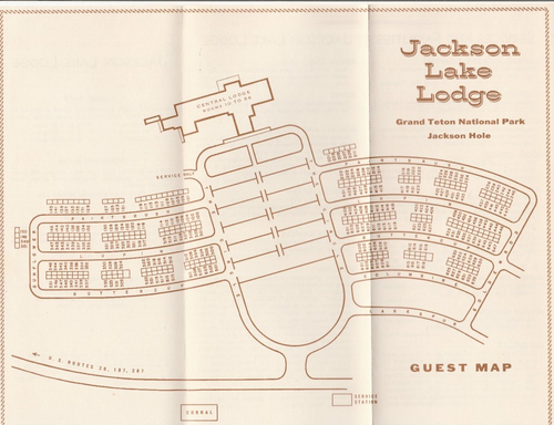 Jackson Lake Lodge Grand Teton Jackson Hole guest map brochure 1950's ...