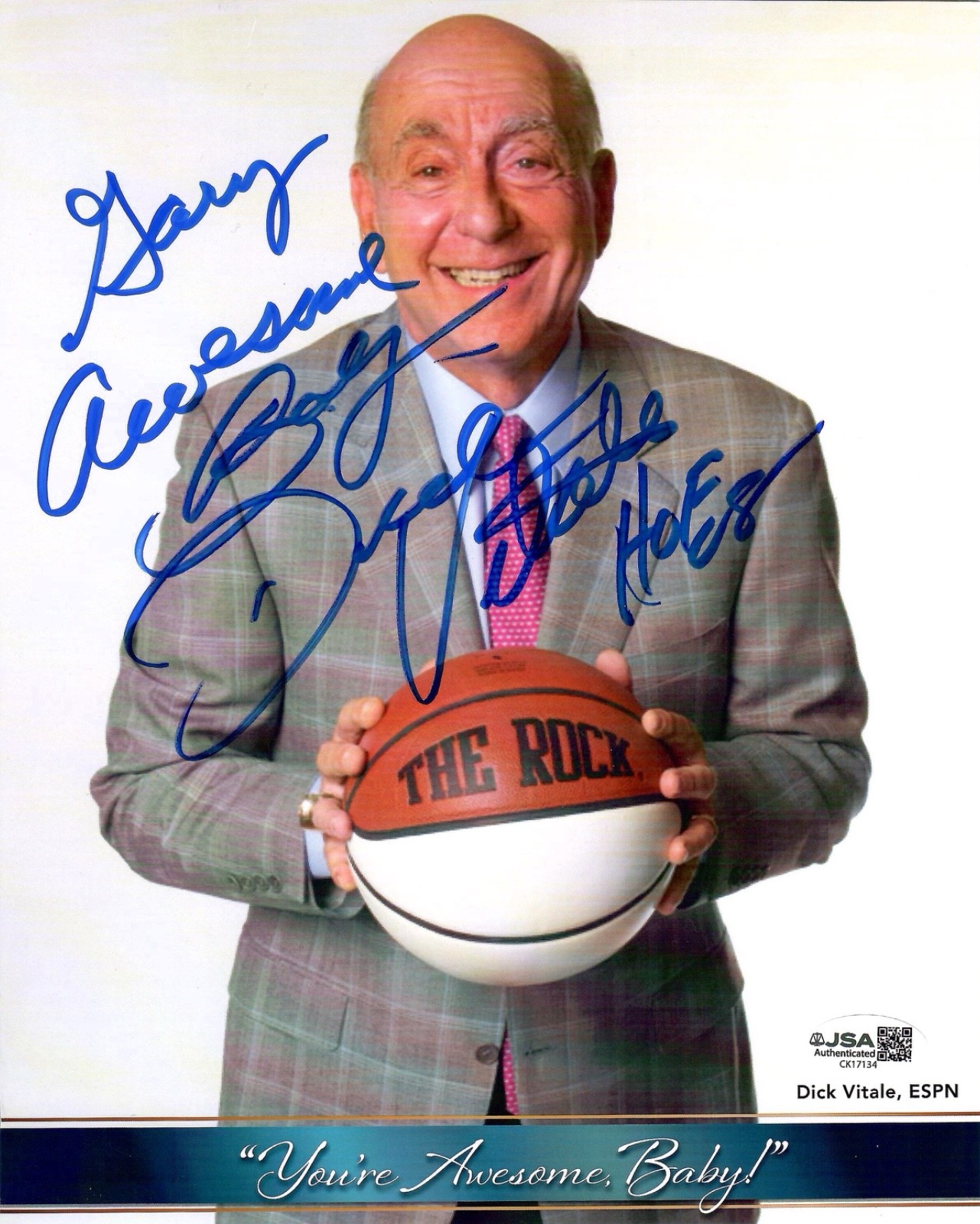 DICK VITALE HAND SIGNED 8x10 COLOR PHOTO BASKETBALL HOF TO GARY JSA | eBay